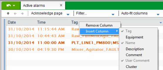 Add A Column To An Alarms List At Runtime System Model